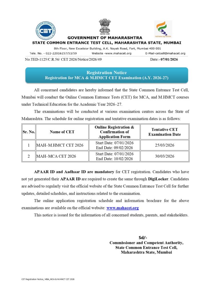 MAH MCA CET 2026: Application Form, Exam Dates, Eligibility, Syllabus ...